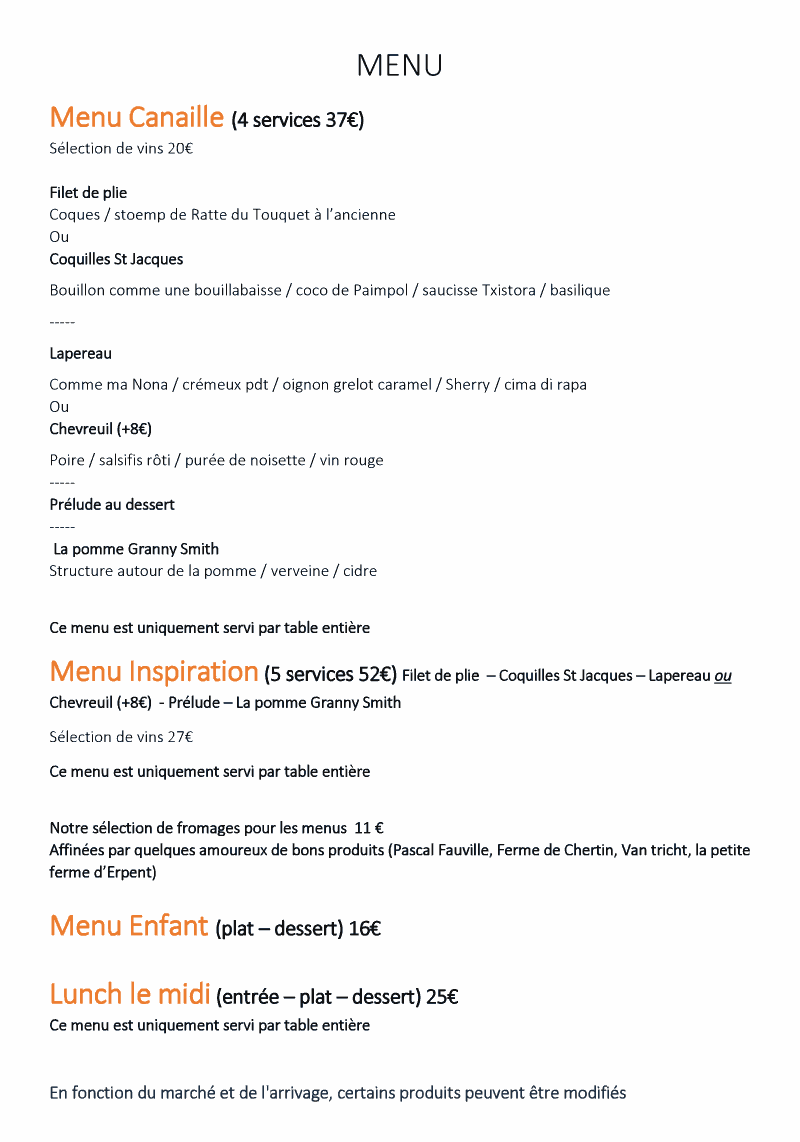 Menus et carte pour L'artiste Restaurant à Falaën Menus et carte pour L'artiste Restaurant à Falaën