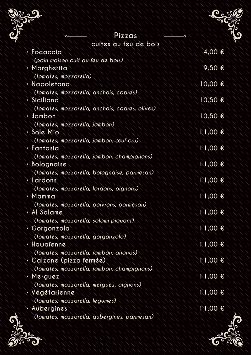 Menus et carte pour Altezza Restaurant - Pizzeria à Champion