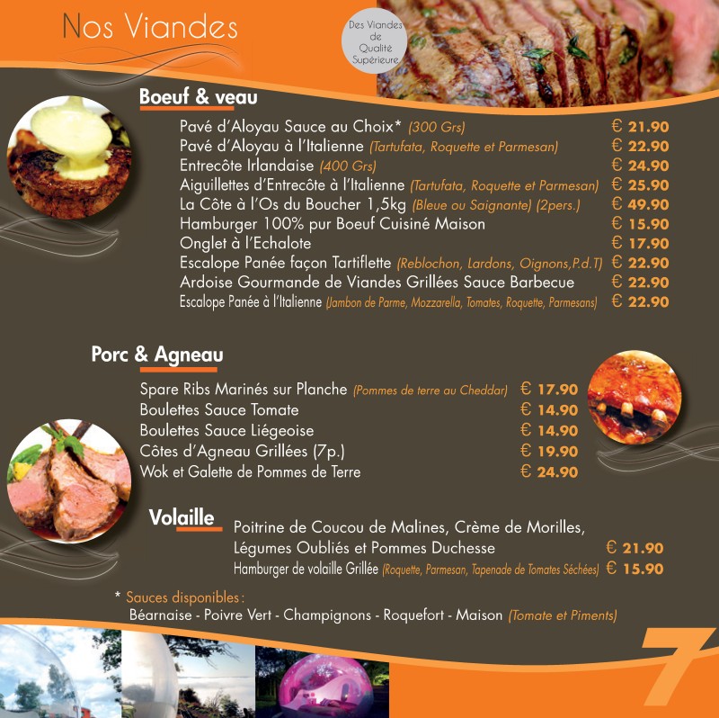 Menus et carte pour Les 7 Meuses Un panorama exceptionnel! Brasserie ...