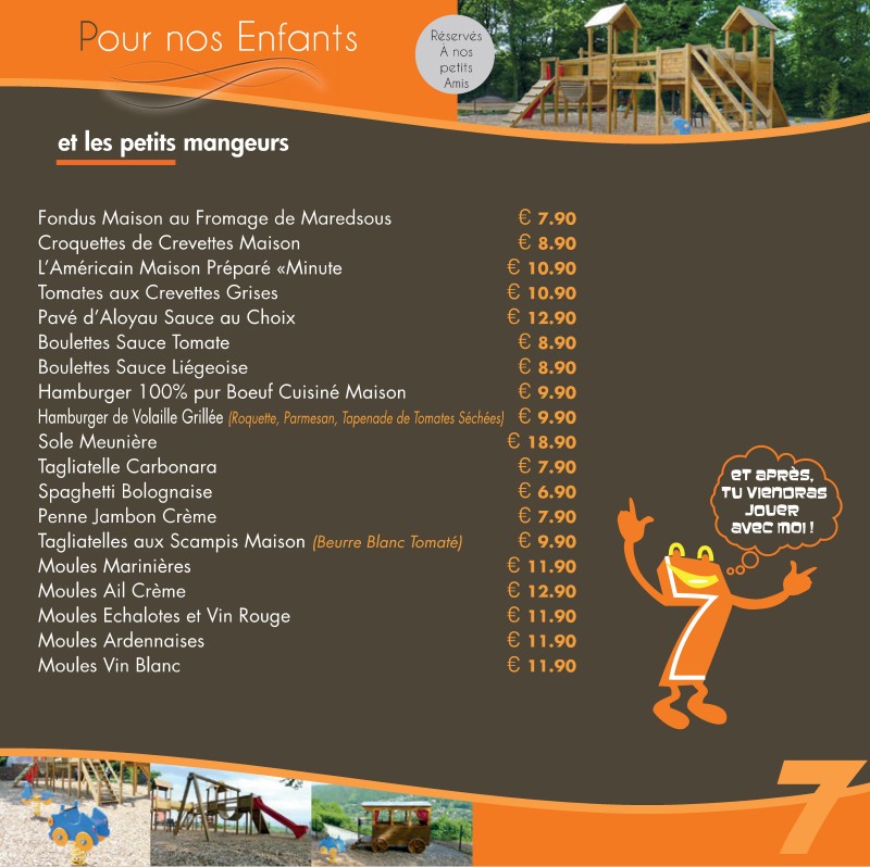 Menus et carte pour Les 7 Meuses Un panorama exceptionnel! Brasserie ...