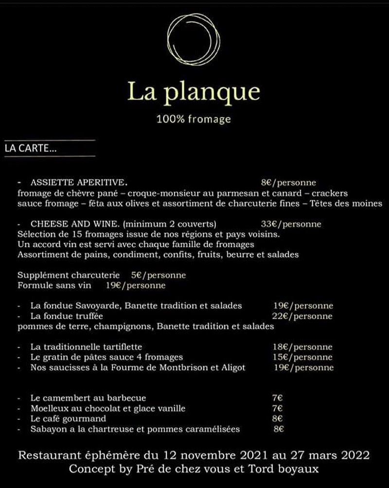 Menus et carte pour La Planque Restaurant à Vedrin