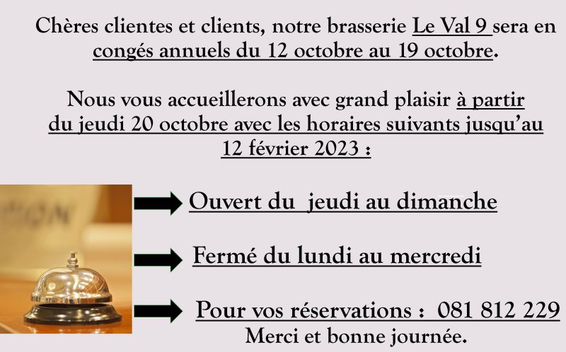 Le Val 9 Brasserie à Wépion