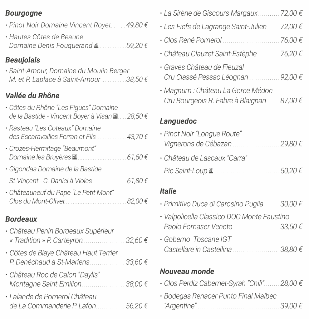 Menus et carte pour Le Val 9 Brasserie à Wépion